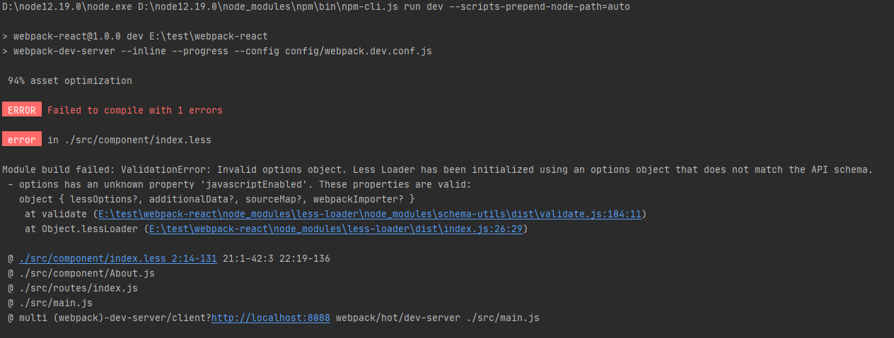 Validationerror Invalid Options Object Less Loader Has Been